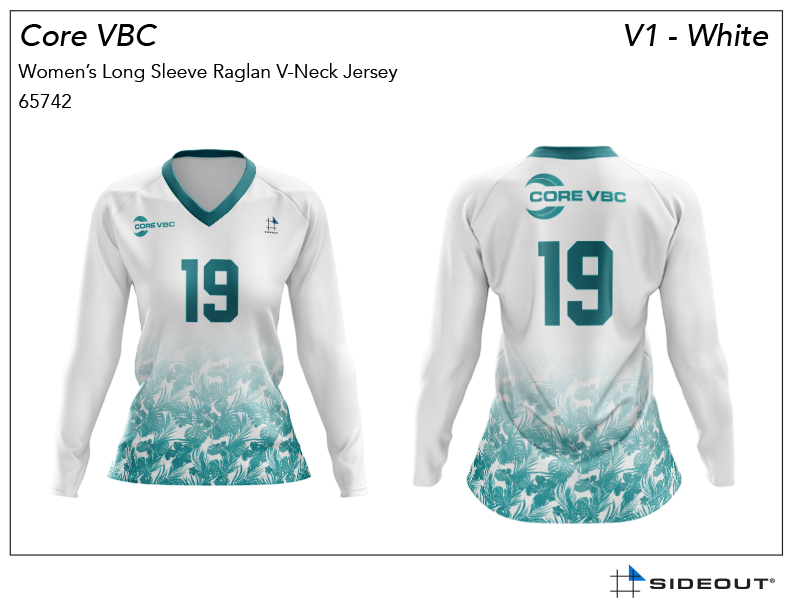 CUSTOM Core VBC Girls White Long Sleeve Jersey - MANDATORY – Sideout Sport