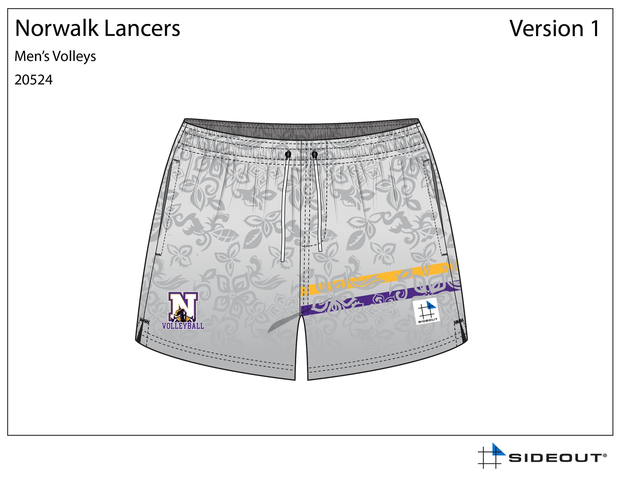 Norwalk Lancers High School Grey 5" Volley Shorts with Compression Lin ...