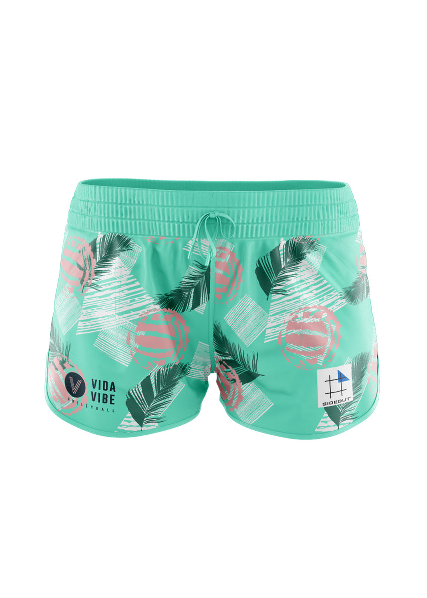 Vidavibe X Sideout Sea Foam Green Palm Days Women's Volley Shorts ...