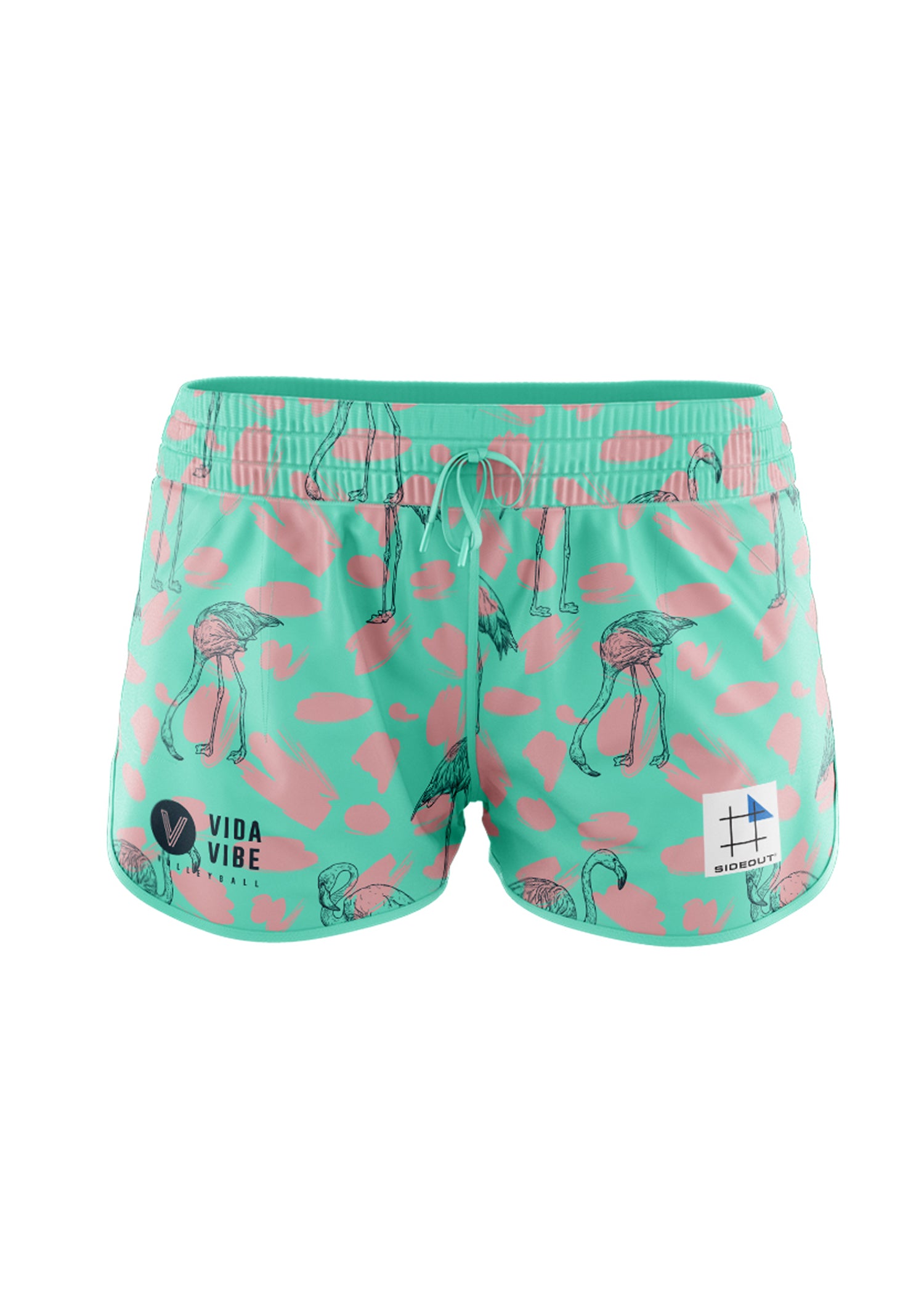 Sideout X Vidavibe Flamingo Pink Paint Stroke Women's Volley Shorts ...