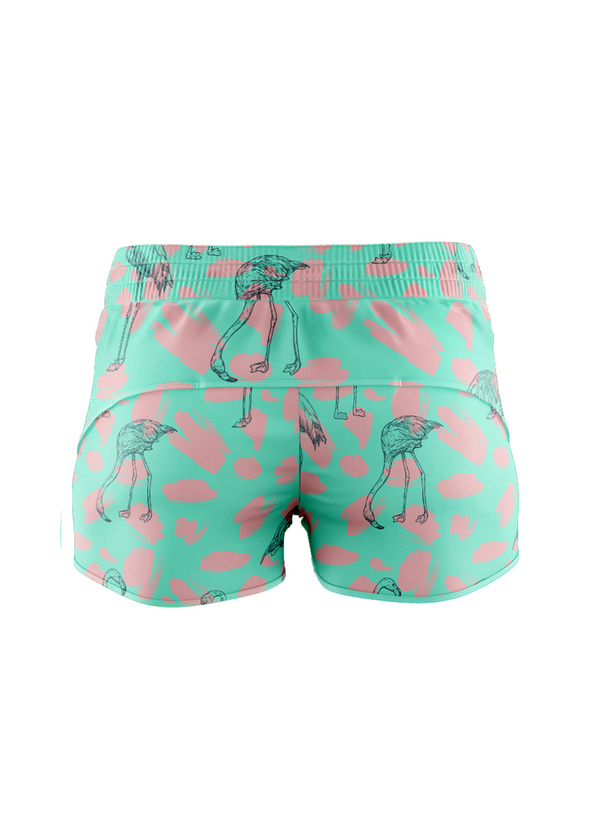 Vidavibe X Sideout Flamingo Pink Paint Stroke Women's Volley Shorts ...